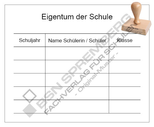 Stempel "Eigentum der Schule" für den Verleih von Lehrbüchern - BSN S