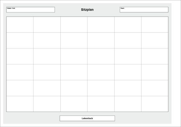 Sitzplan mit Raumangabe, - BSN SPREMBERG - Fachverlag für Schulen und