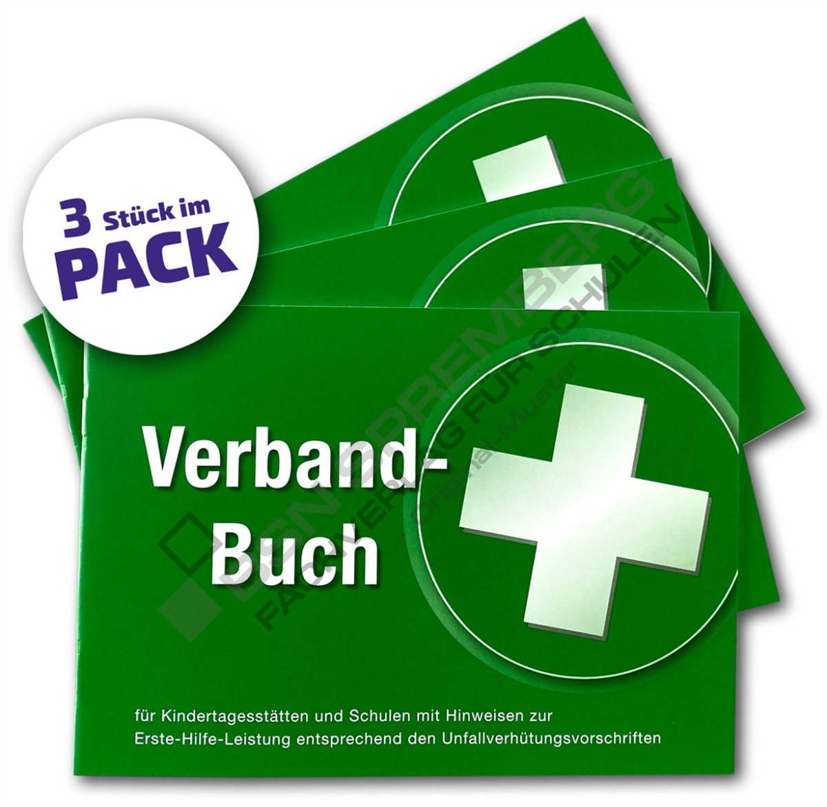 3er Pack - Verbandbuch Unfallbuch für Kita Schule - BSN SPREMBERG - F