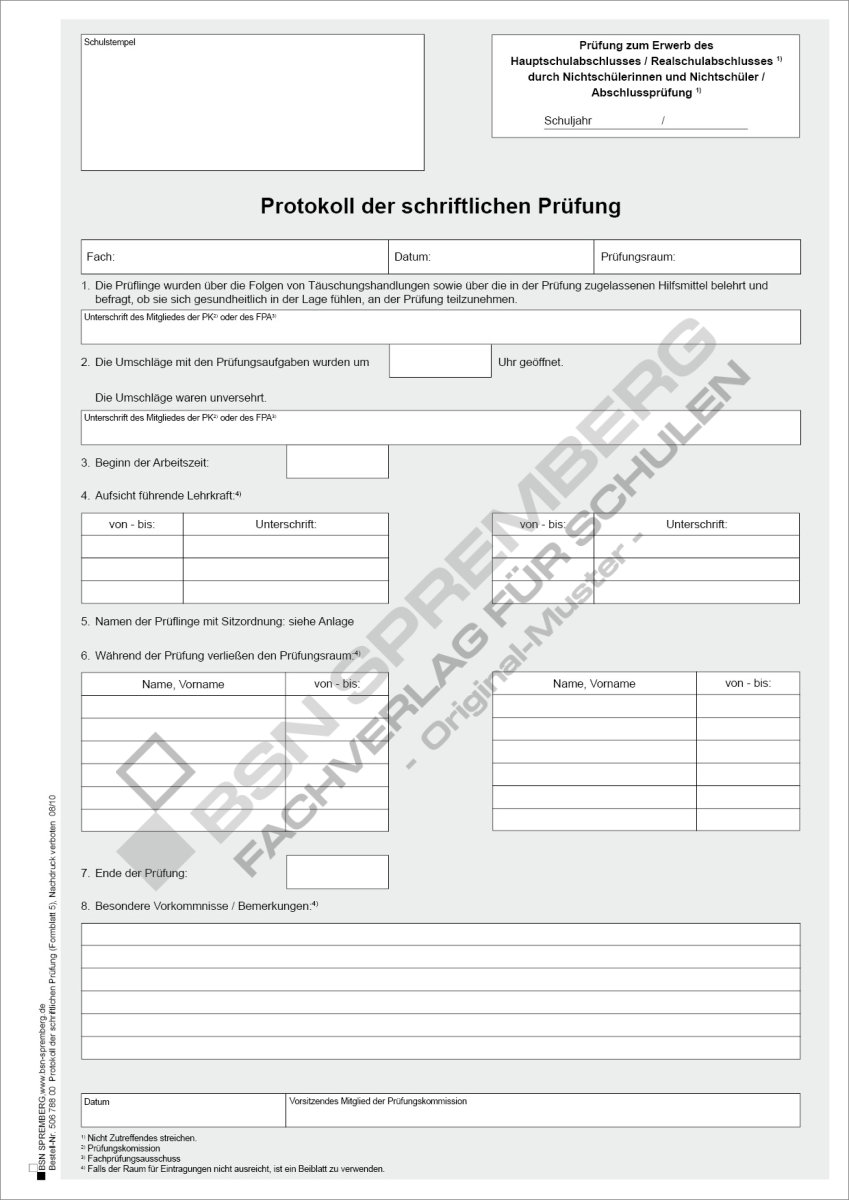 Protokoll schriftliche Prüfung - 50678800